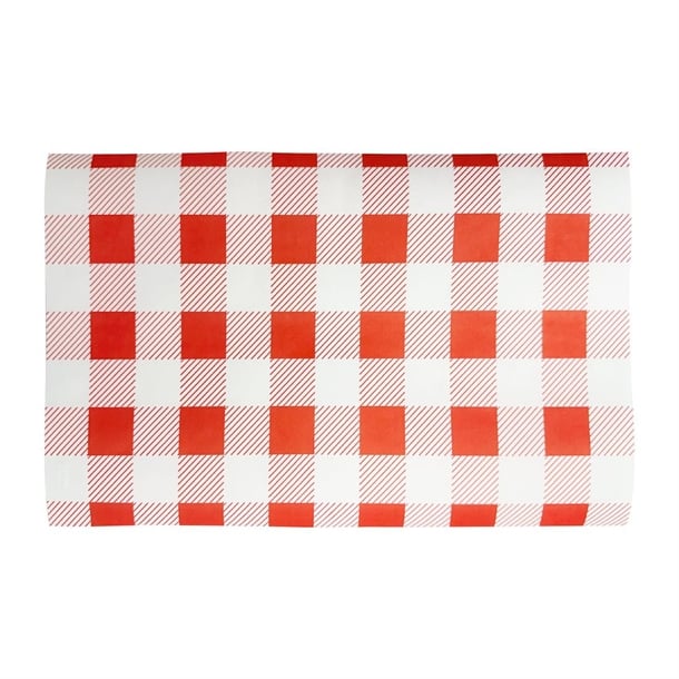 Fiesta Compostable Red Gingham Greaseproof Sheets 310x190mm (200 Pack ...