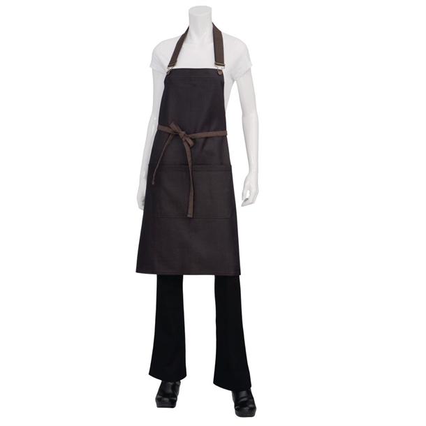 Chef Works Urban Wet Look Boulder Bib Apron Black and Brown - BB020 ...