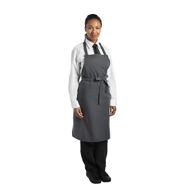 Le Chef Bib Apron Storm Grey - BB153 - Buy Online at Nisbets