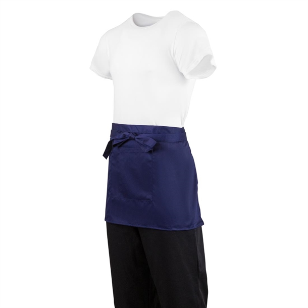 Whites Short Bistro Apron Navy Blue - BB179 - Buy Online at Nisbets