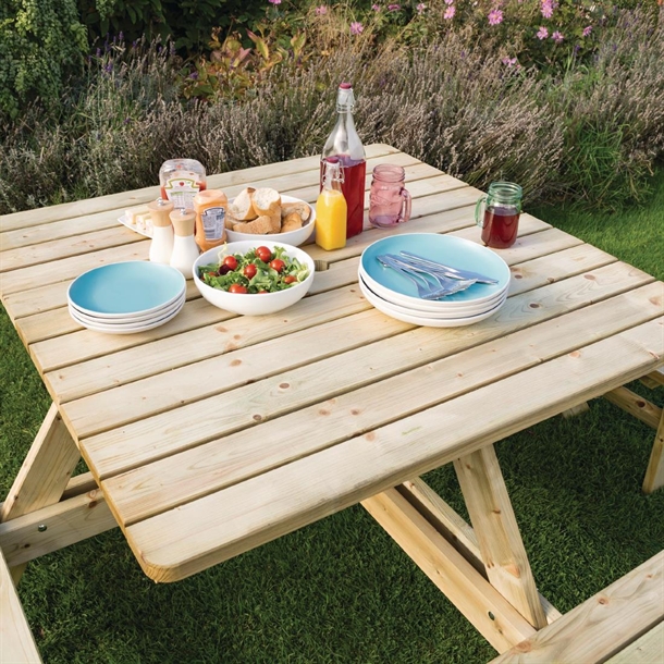 Rowlinson Square Wooden Picnic Table 6.5ft - CG096 - Buy Online at Nisbets