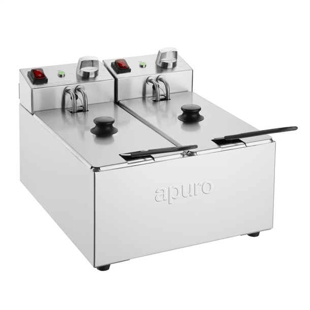 Apuro Twin Tank Fryer - 2x3Ltr - 2x2kW - CU615-A - Nisbets