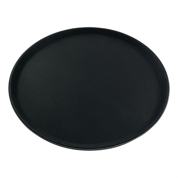 Beaumont Plastic Non-Slip Round Tray Black 406mm - CZ496 - Nisbets
