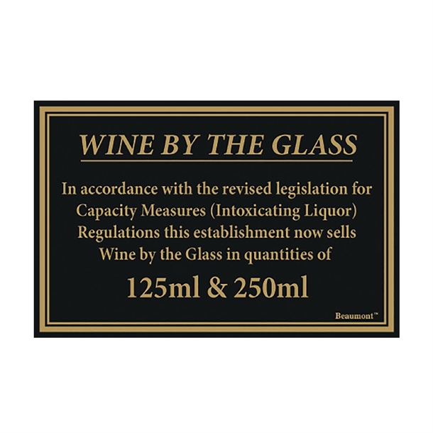 Beaumont 125ml & 250ml Wine Law Sign 170x110mm - CZ680 - Nisbets