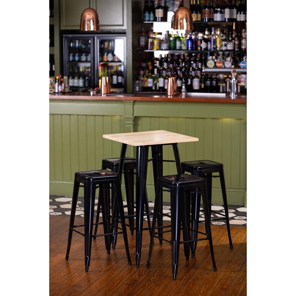 Bolero Bistro Bar Table with Wooden Top Black - FB595 - Buy Online at ...