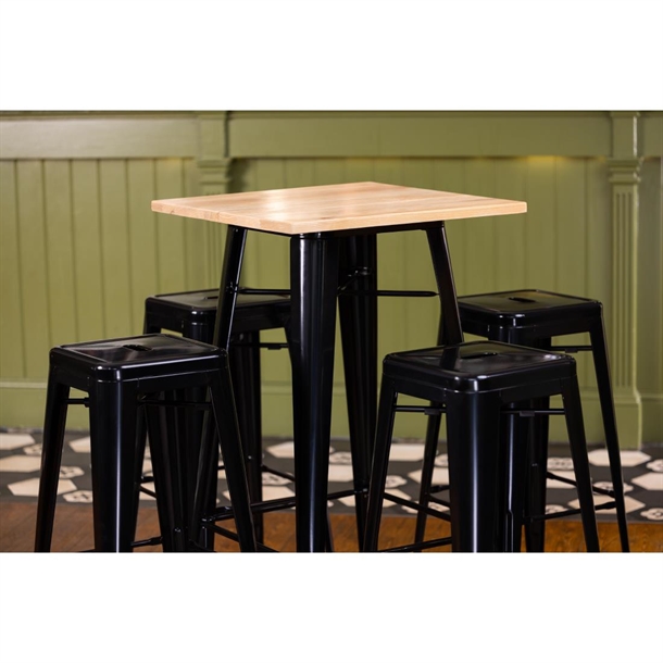 Bolero Bistro Bar Table with Wooden Top Black - FB595 - Buy Online at ...