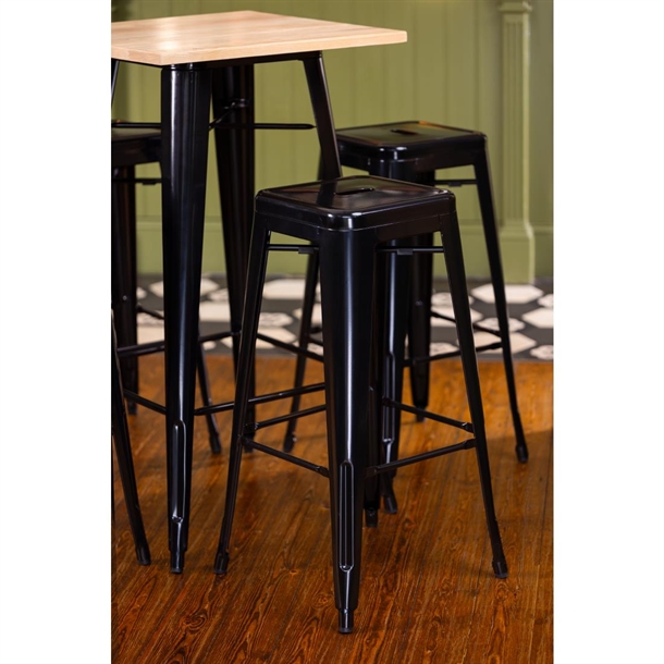Bolero Bistro Bar Table with Wooden Top Black - FB595 - Buy Online at ...