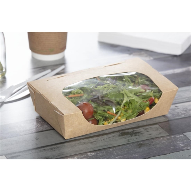 Barquettes à salade kraft recyclables avec fenêtre 1000ml (lot de 200 ...