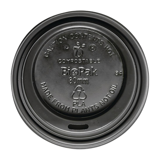 BioPak PLA Lids for BioPak BioCups 80mm Black (Pack of 1000) - FK946 ...