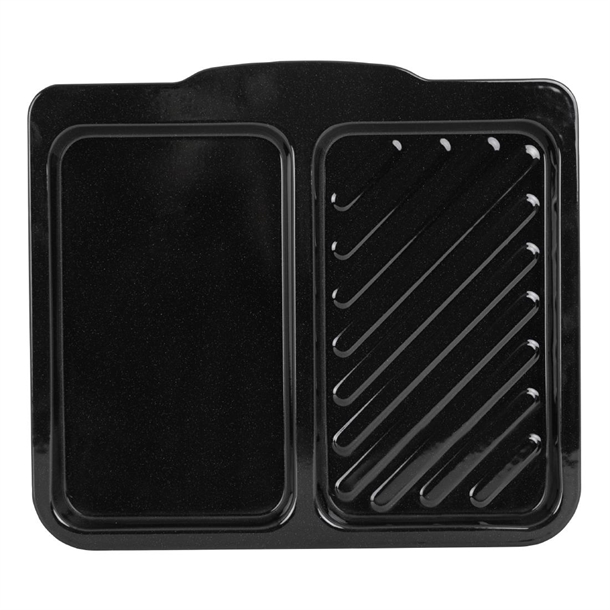 Wham Enamel Handled Dual Oven Tray Black 400x355mm - FU149 - Nisbets