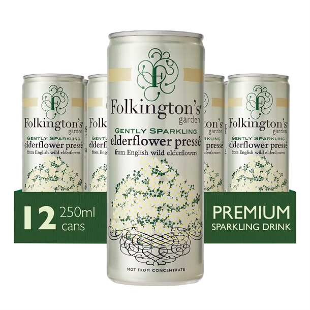 Folkington's Sparkling Drinks Elderflower Can 250ml (Pack of 12 ...