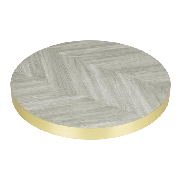 Bolero Pre-Drilled Round Table Top Chevron Design 600mm - FU511 - Nisbets