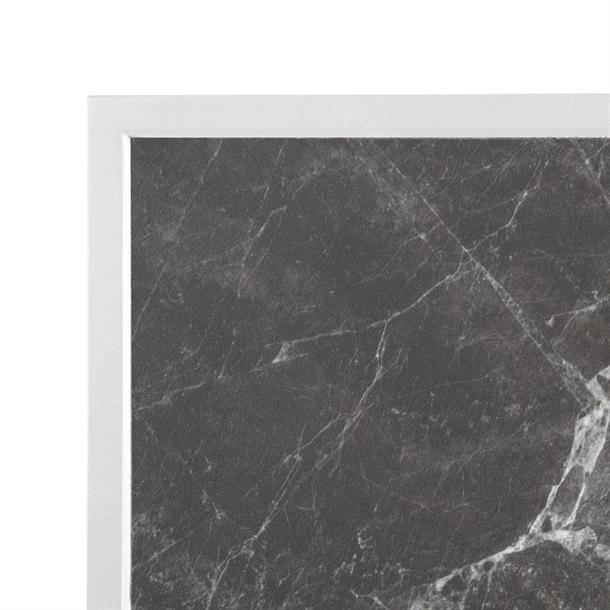 Bolero Dark Granite Effect Outdoor Tempered Glass Table Top White Trim ...