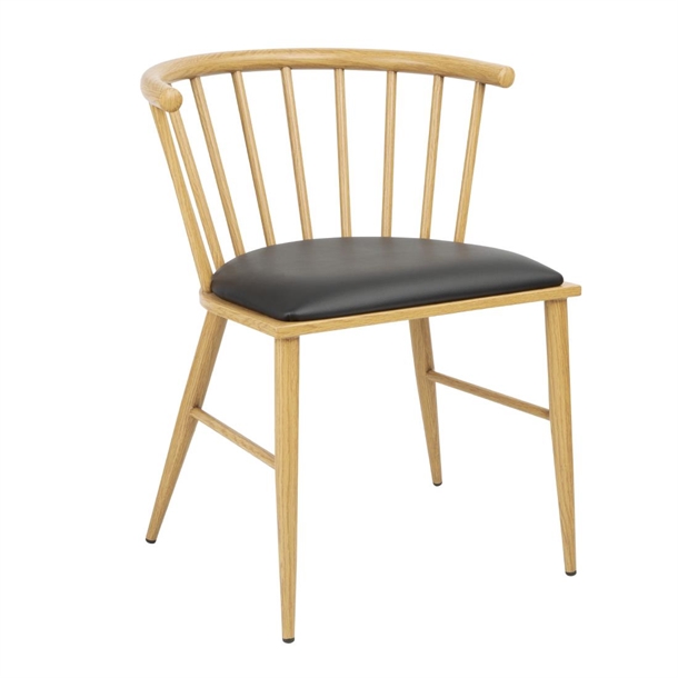 Bolero Harrowdene Padded Metal Side Chairs Wood Effect (Pack of 2 ...