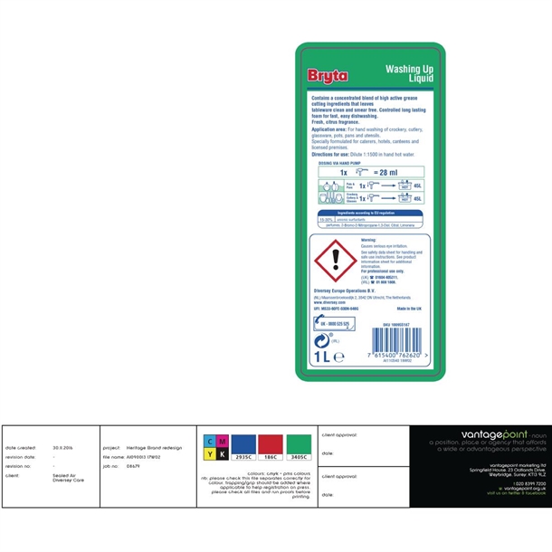 Bryta Washing Up Liquid Concentrate 1Ltr - GH494 - Buy Online at Nisbets