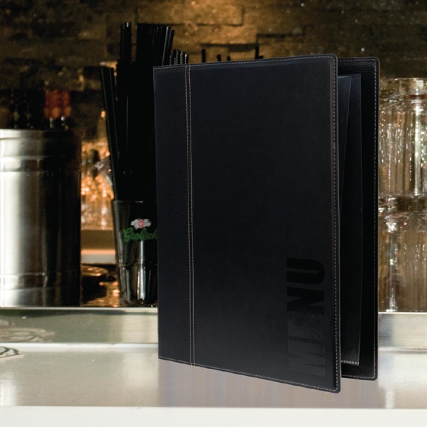 Securit Contemporary Menu Holder A4 Black - H713 - Buy Online at Nisbets