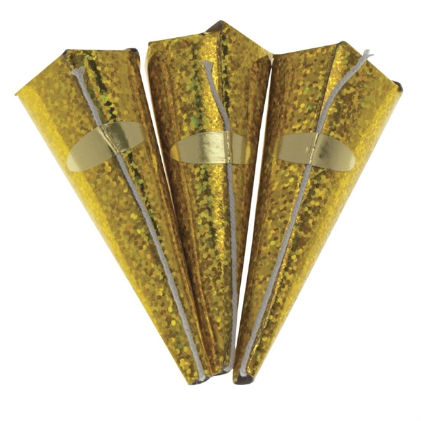 Swantex Gold Holographic Cone Party Poppers (50 Pack) - HY185 - Nisbets