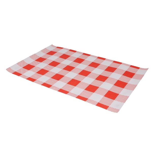 Fiesta Compostable Red Gingham Greaseproof Sheets 310x190mm (200 Pack ...