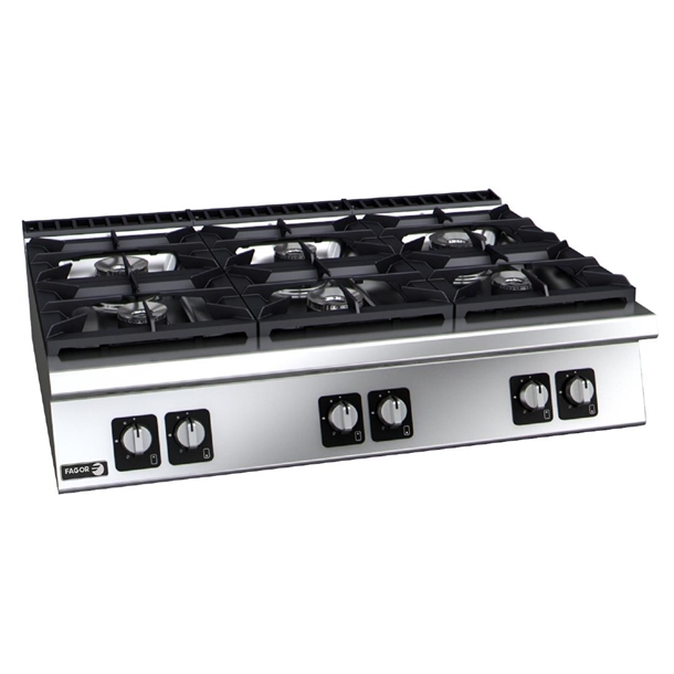 Fagor 900 Series 6 Burner Countertop Gas Hob - P_HY824 - Nisbets