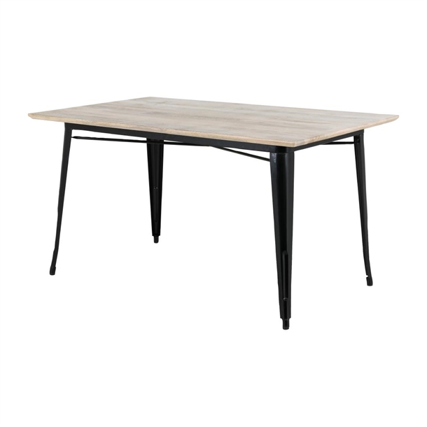 Bolero Bistro Dining Table Mango Wood Top Black Frame 1450mm - HZ808 ...