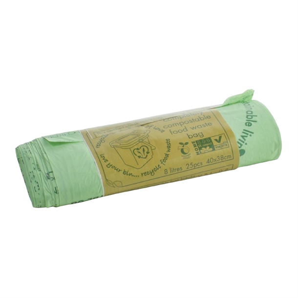 Vegware Compostable Food Caddy Bin Bags 8Ltr (25 Pack) - JB827 - Nisbets