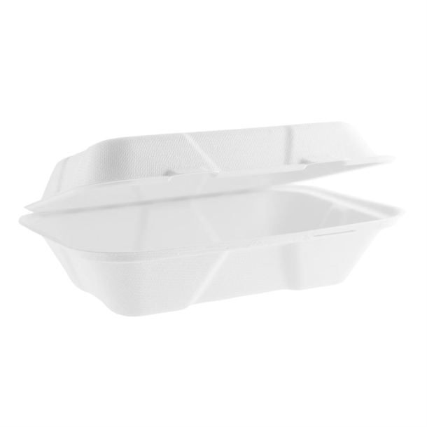 Vegware Nourish Moulded Fibre Clamshell Takeaway Boxes 9x6" (200 Pack ...
