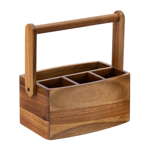 Utopia Acacia Straight Sided 4 Compartment Table Caddy (2 Pack) - JM319 ...