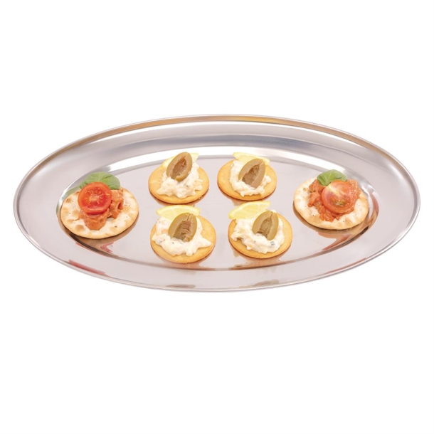 Olympia Stainless Steel Oval Serving Tray - P_K360 - Buy Online at Nisbets