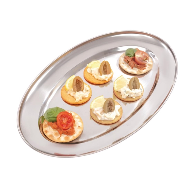 Olympia Stainless Steel Oval Serving Tray - P_K360 - Buy Online at Nisbets