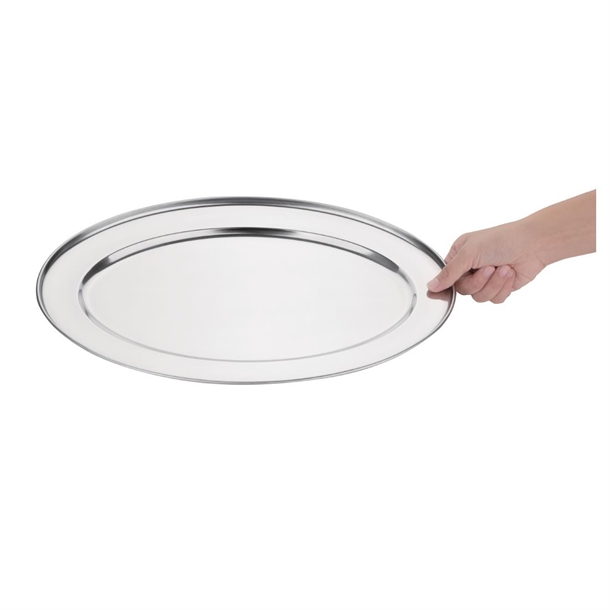 Olympia Stainless Steel Oval Serving Tray - P_K360 - Buy Online at Nisbets
