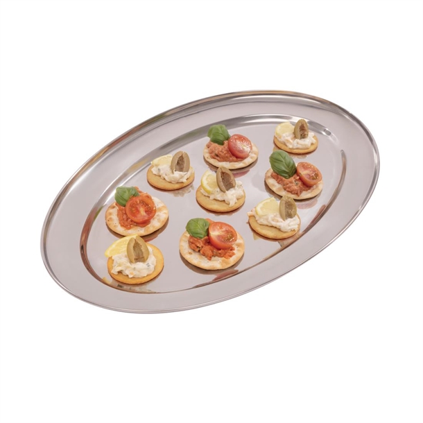 Olympia Stainless Steel Oval Serving Tray - P_K360 - Buy Online at Nisbets