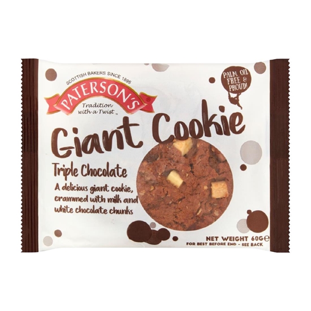 Paterson's Giant Triple Choc Cookie 60g (18 Pack) - KA646 - Nisbets