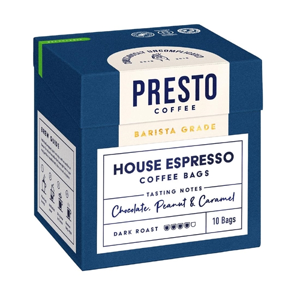 Presto Coffee House Espresso Coffee Bags Enveloped 8g (10 Pack) - KA734 ...