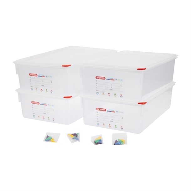 Araven Polypropylene 1/1 Gastronorm Food Storage Box 21Ltr (Pack of 4 ...