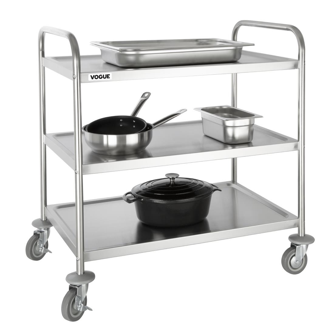 Vogue Stainless Steel 3 Tier Clearing Trolley Large - F995 - Buy Online ...