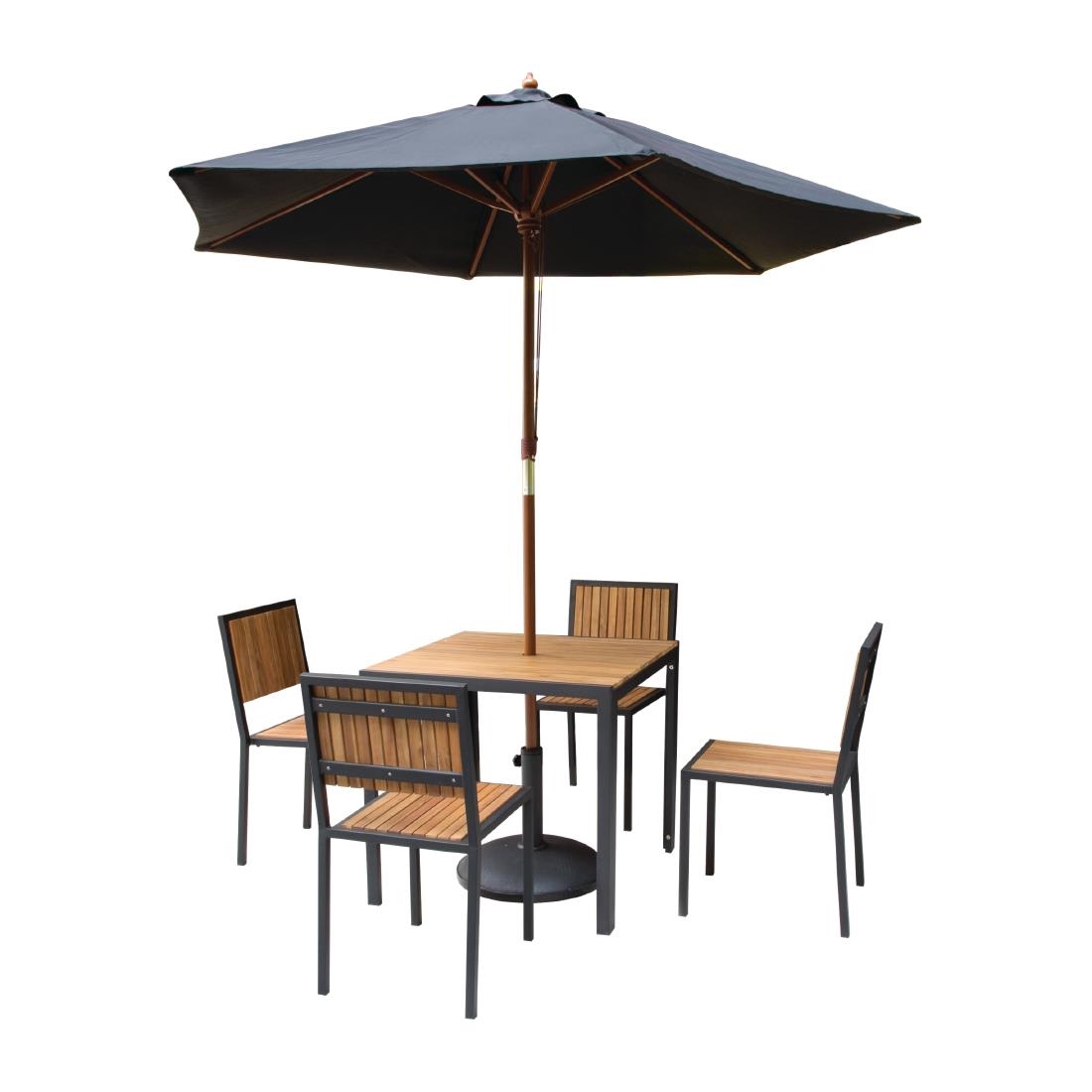 Bolero Square Steel and Acacia Table 800mm - DS152 - Buy Online at Nisbets