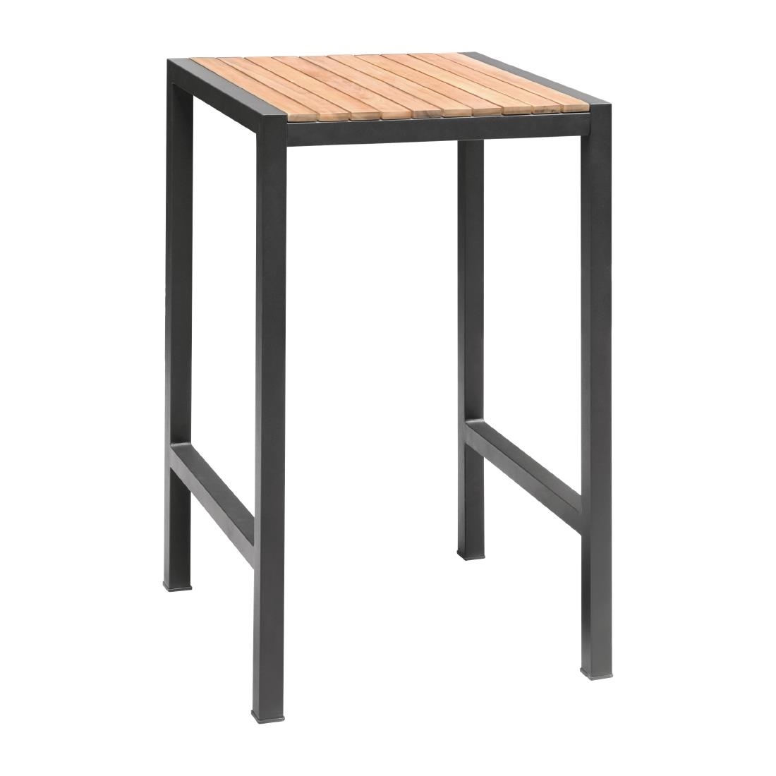 Bolero Square Steel and Acacia Bar Table 600mm - DS155 - Buy Online at ...