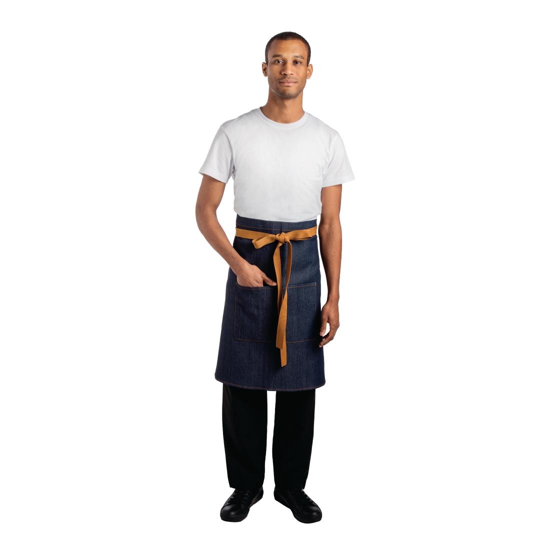 Southside Short Waist Apron Blue Denim 900mm - B990 - Buy Online at Nisbets