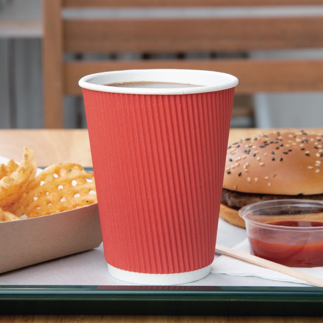 Fiesta Recyclable Coffee Cups Ripple Wall Red 340ml / 12oz (Pack of 500 ...