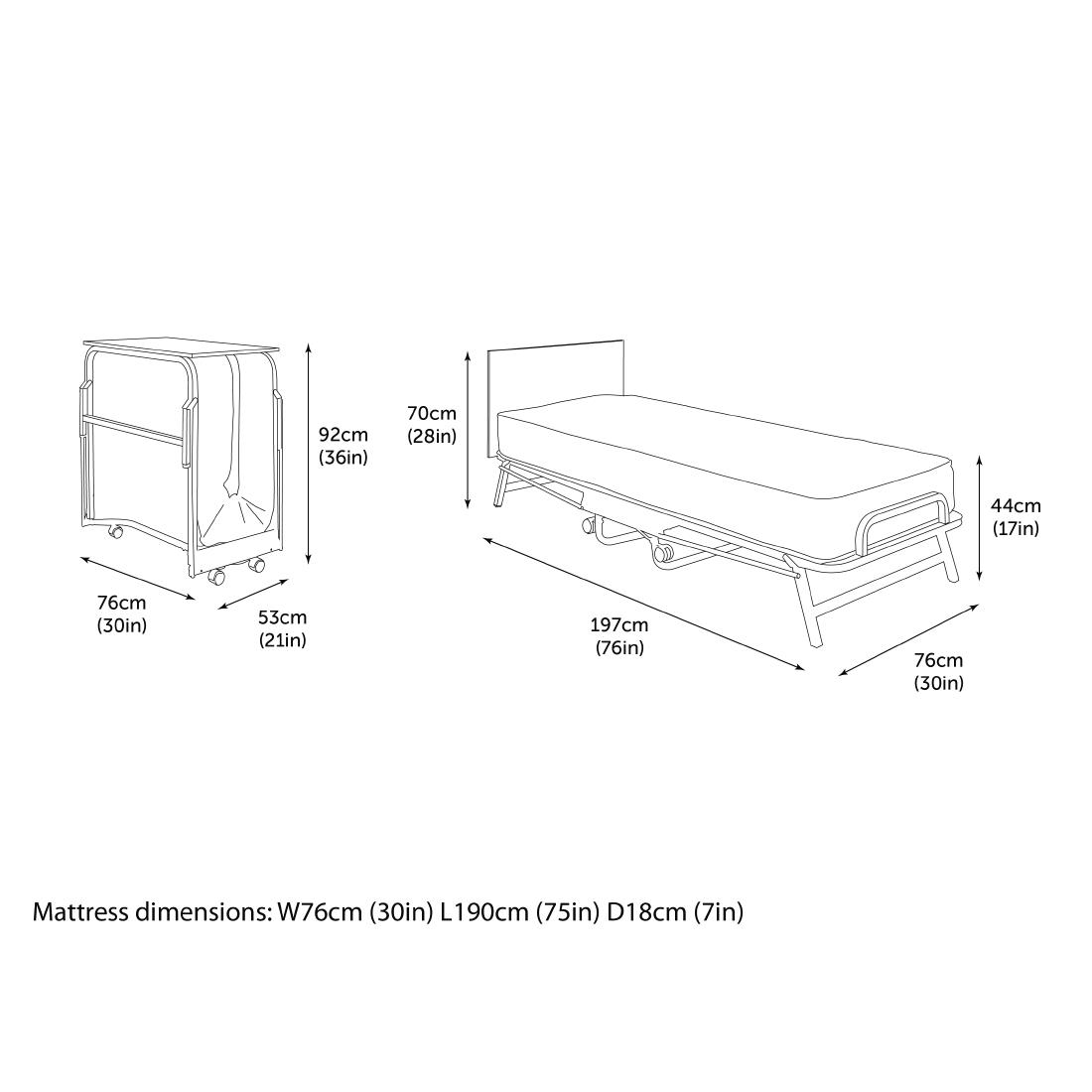 Jay-Be Contract Folding Bed with Water Resistant Mattress Single in ...