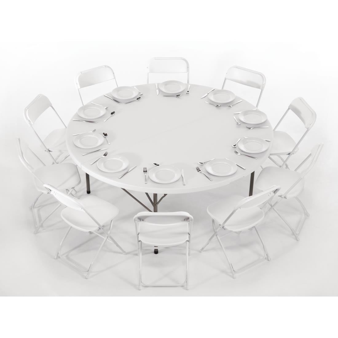 Bolero Round Centre Folding Table 6ft White - HC270 - Buy Online at Nisbets
